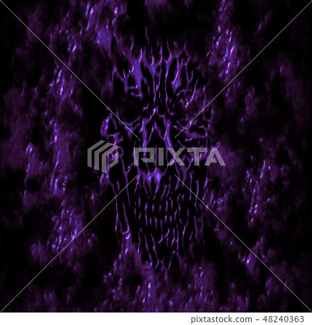 Scary violet monster shabby head illustration. - Stock Illustration ...