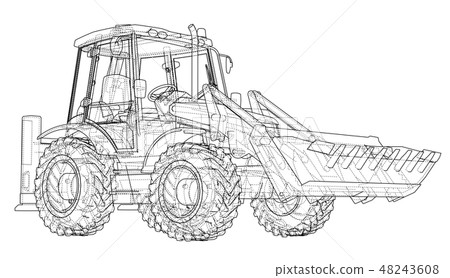 Sketch of Loading Shovel with Back Actor - Stock Illustration [48243608 ...