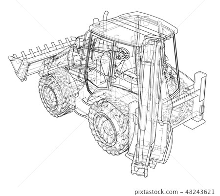 Sketch of Loading Shovel with Back Actor - Stock Illustration [48243621 ...