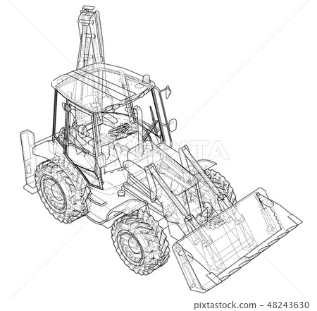 Sketch of Loading Shovel with Back Actor - Stock Illustration [48243630 ...