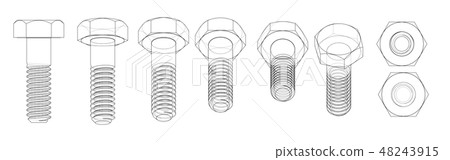 Sketch of Bolts Set - Stock Illustration [48243915] - PIXTA