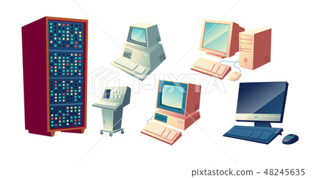 Personal computers evolution cartoon vector set - Stock Illustration ...