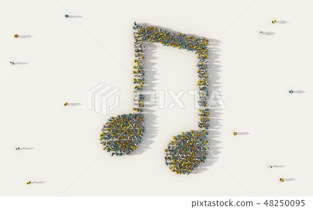 Large group of people forming musical note... - Stock Illustration ...