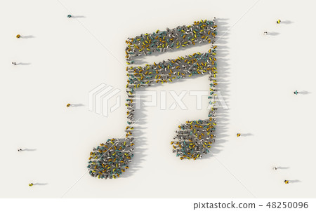Large group of people forming musical note... - Stock Illustration ...