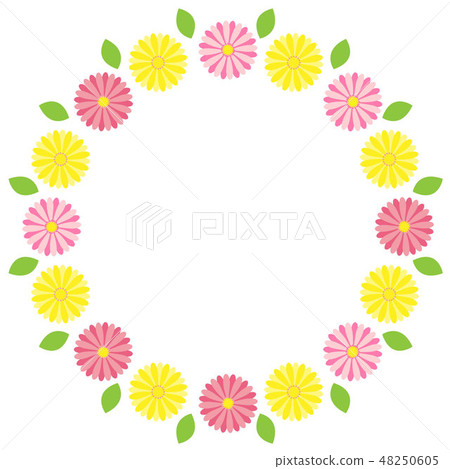 Round frame of pink and yellow gerbera - Stock Illustration [48250605 ...