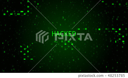 Tech Dark Green Background. Cyber Attack, Matrix - Stock Illustration ...