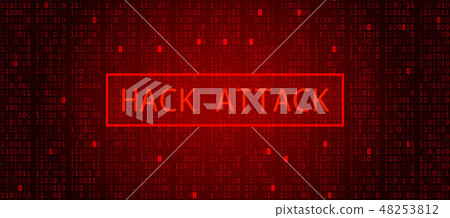 Abstract Tech Binary Code Dark Red. Hacker Attack - Stock Illustration ...