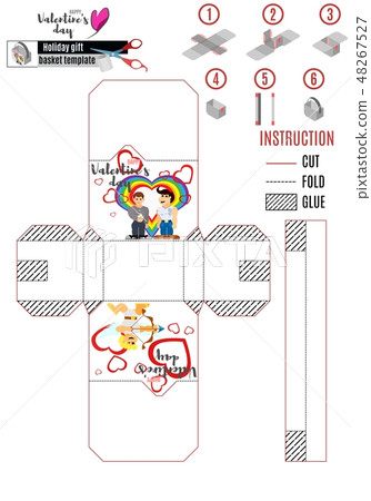 box template with men strong love valentine day - Stock Illustration ...