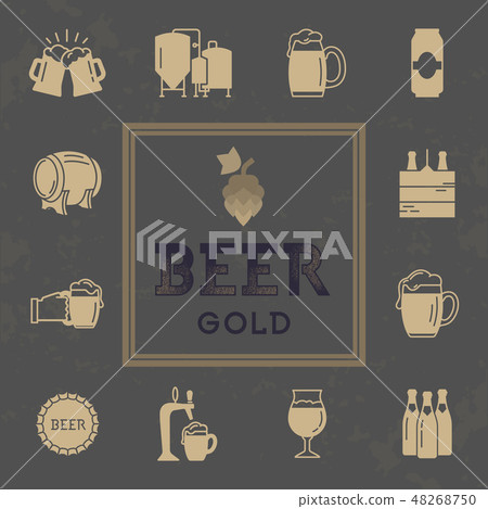 Set of beer icons in retro style. Logo for pub,... - Stock Illustration ...