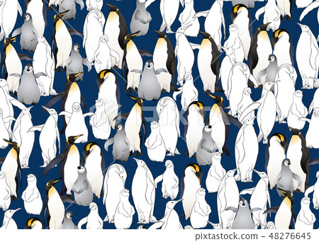 Emperor penguins seamless pattern. - Stock Illustration [48276645] - PIXTA