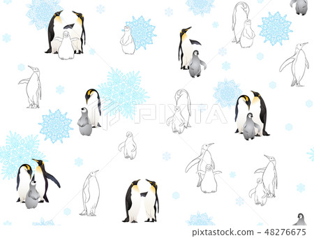 Emperor penguins seamless pattern. - Stock Illustration [48276675] - PIXTA