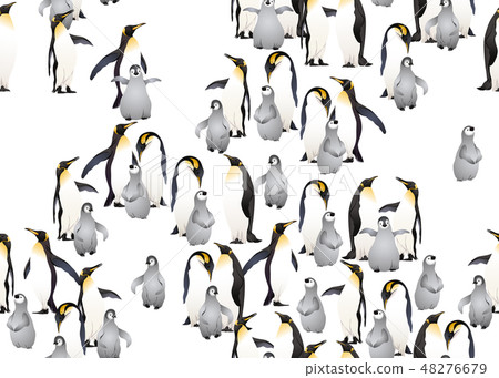 Emperor penguins seamless pattern. - Stock Illustration [48276679] - PIXTA