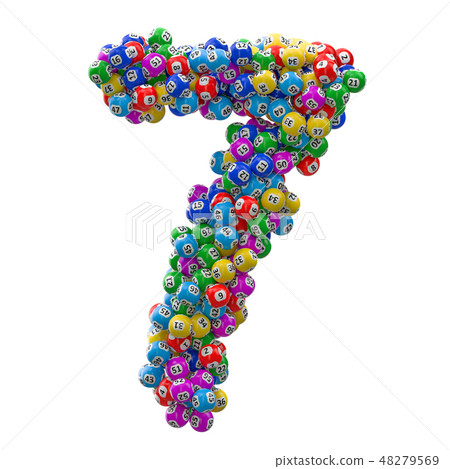 Number 7, from lottery balls, 3D rendering - Stock Illustration ...