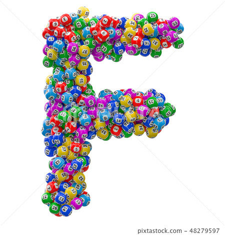 Alphabet letter F from lottery balls. 3D rendering - Stock Illustration ...