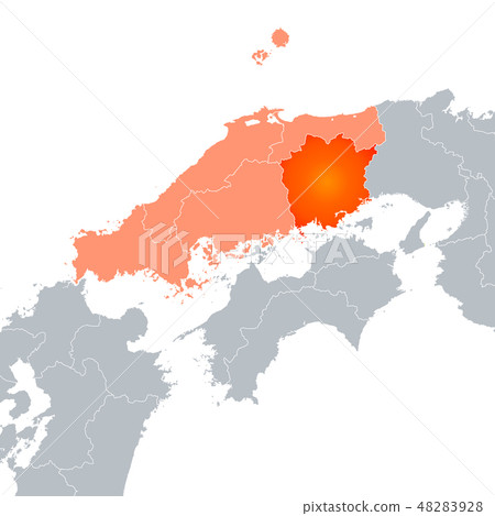 Okayama Prefecture Map and Chugoku Region - Stock Illustration ...