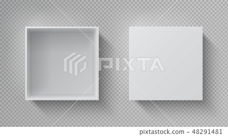 Realistic box top view. Open white package... - Stock Illustration ...