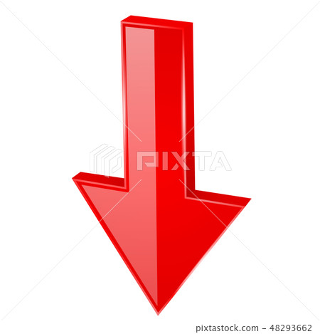 Red DOWN arrow. 3d web icon - Stock Illustration [48293662] - PIXTA