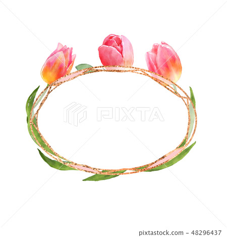 Floral frame with tulips. - Stock Illustration [48296437] - PIXTA