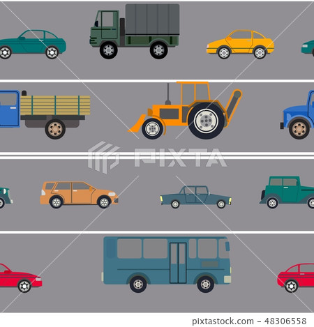 City street with heavy traffic. seamless - Stock Illustration [48306558 ...