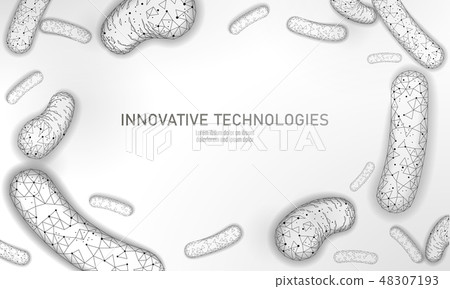 Bacteria 3D low poly render probiotics. Healthy... - Stock Illustration ...
