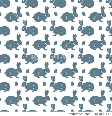 Seamless pattern with Easter Bunny, eggs - Stock Illustration [48309014 ...