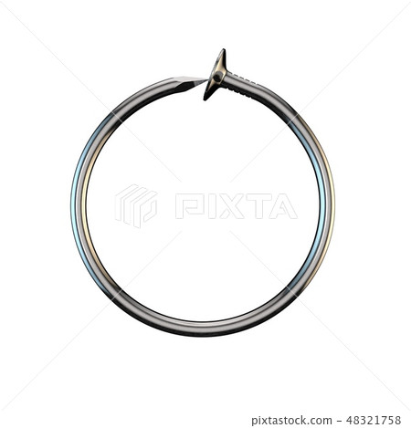 Steel nail.Circle frame. Isolated on white - Stock Illustration ...