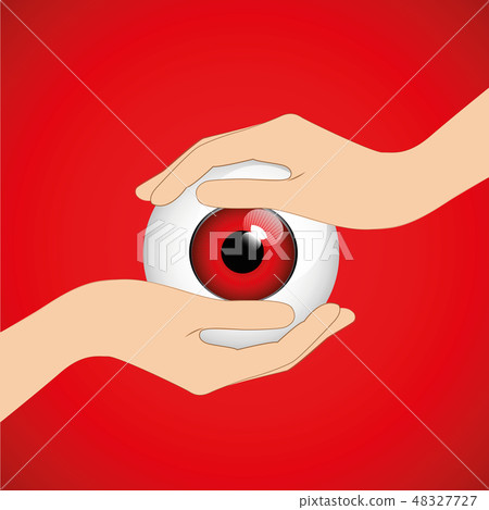 hands hold red irritated eye - Stock Illustration [48327727] - PIXTA