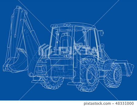 Sketch of Loading Shovel with Back Actor - Stock Illustration [48331000 ...