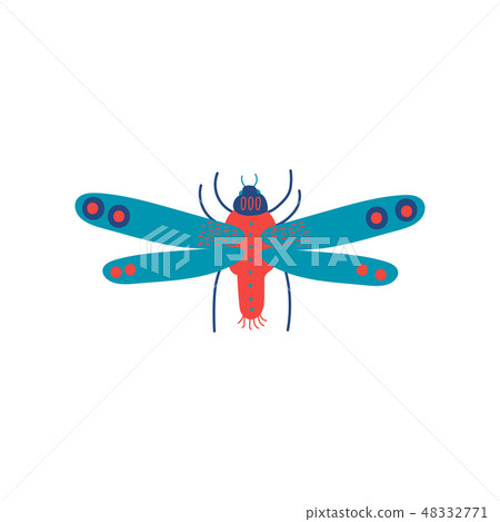 Cute Colorful Flying Insect, Top View Vector... - Stock Illustration ...