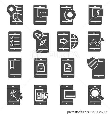 Minimal Set of Mobile Phone Flat Icons - Stock Illustration [48335734 ...