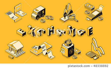 Exchange isometric projection vector concept - Stock Illustration ...