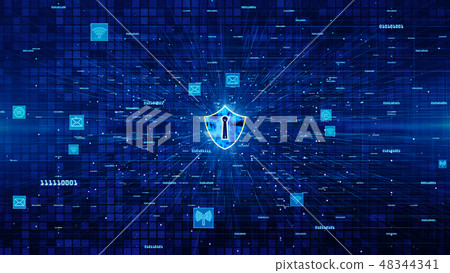 Shield Icon and Secure Network Communication - Stock Illustration ...