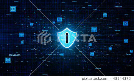 Shield Icon and Secure Network Communication-插圖素材 [48344373] - PIXTA圖庫