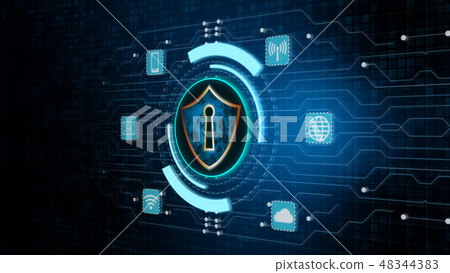 Shield Icon and Secure Network Communication - Stock Illustration ...
