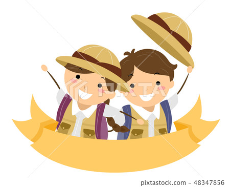 Stickman Kids Explorer Ribbon Illustration - Stock Illustration ...