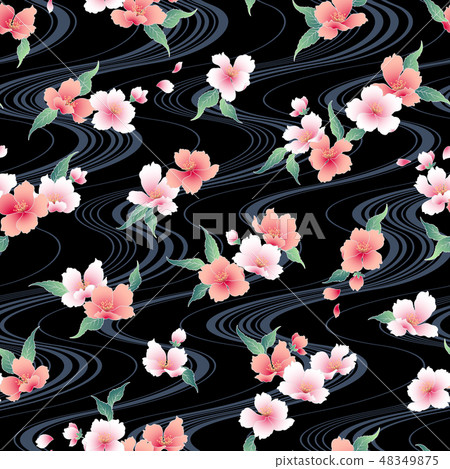 Japanese cherry pattern - Stock Illustration [48349875] - PIXTA