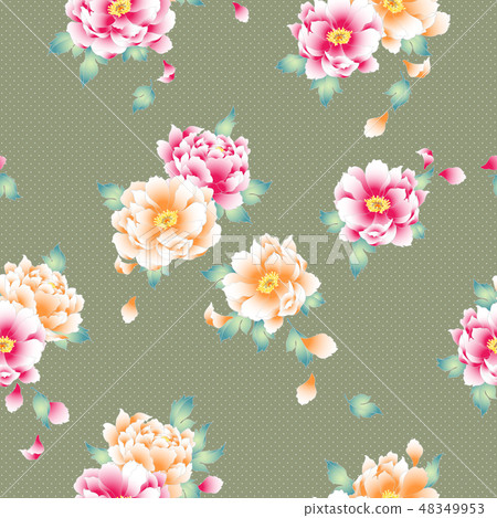 Japanese peony pattern - Stock Illustration [48349953] - PIXTA