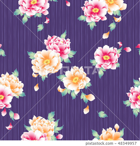 Japanese peony pattern - Stock Illustration [48349957] - PIXTA
