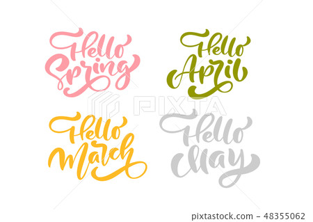 Set of six hello Spring April, March, May... - Stock Illustration ...