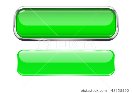 Green glass buttons. Web 3d shiny rectangle icons - Stock Illustration ...