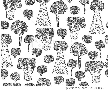Vector seamless trees pattern. - Stock Illustration [48360386] - PIXTA