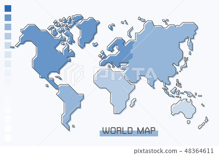 World map blue gradient color - Stock Illustration [48364611] - PIXTA