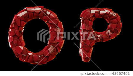 Red plastic set O, P made of 3d render plastic... - Stock Illustration ...