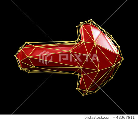 Arrow made in low poly style red color isolated...-插圖素材 [48367611 ...