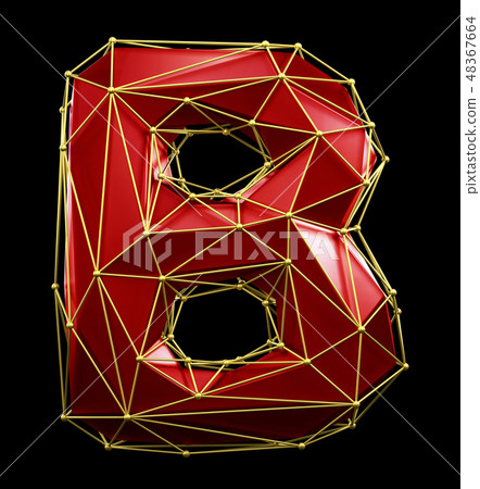 Capital latin letter B in low poly style red... - Stock Illustration ...