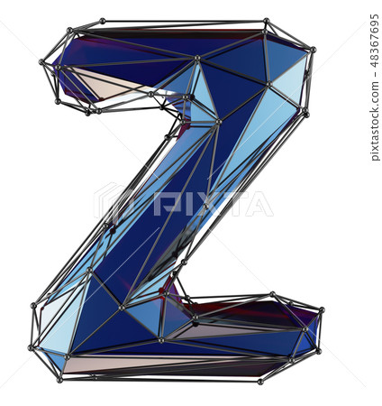 Capital latin letter Z in low poly style blue... - Stock Illustration ...