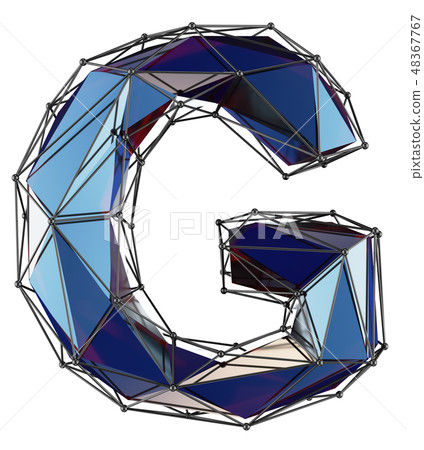 Capital latin letter G in low poly style blue... - Stock Illustration ...