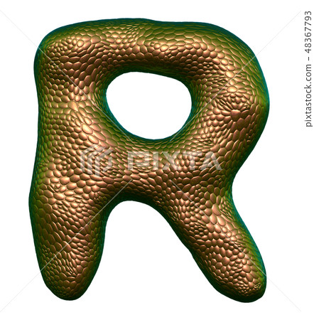Letter R made of natural gold snake skin... - Stock Illustration ...