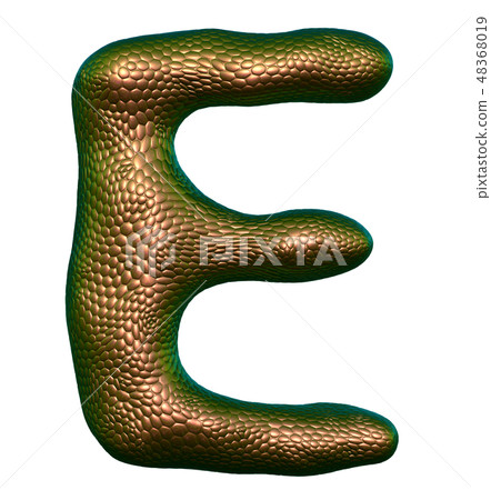 Letter E made of natural gold snake skin... - Stock Illustration ...
