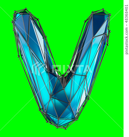 Capital latin letter V in low poly style blue... - Stock Illustration ...
